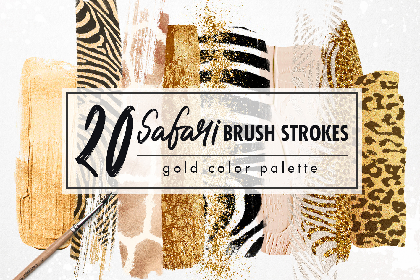 Gold safari brush strokes clip art, an Object Graphic by PixelJungle