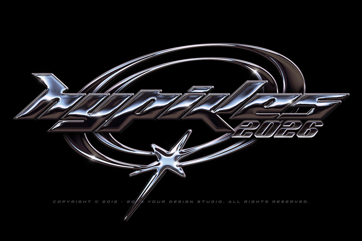 Y2K Chrome Text Effects Vol.2, a Layer Style Add-On by Hyperpix Productions