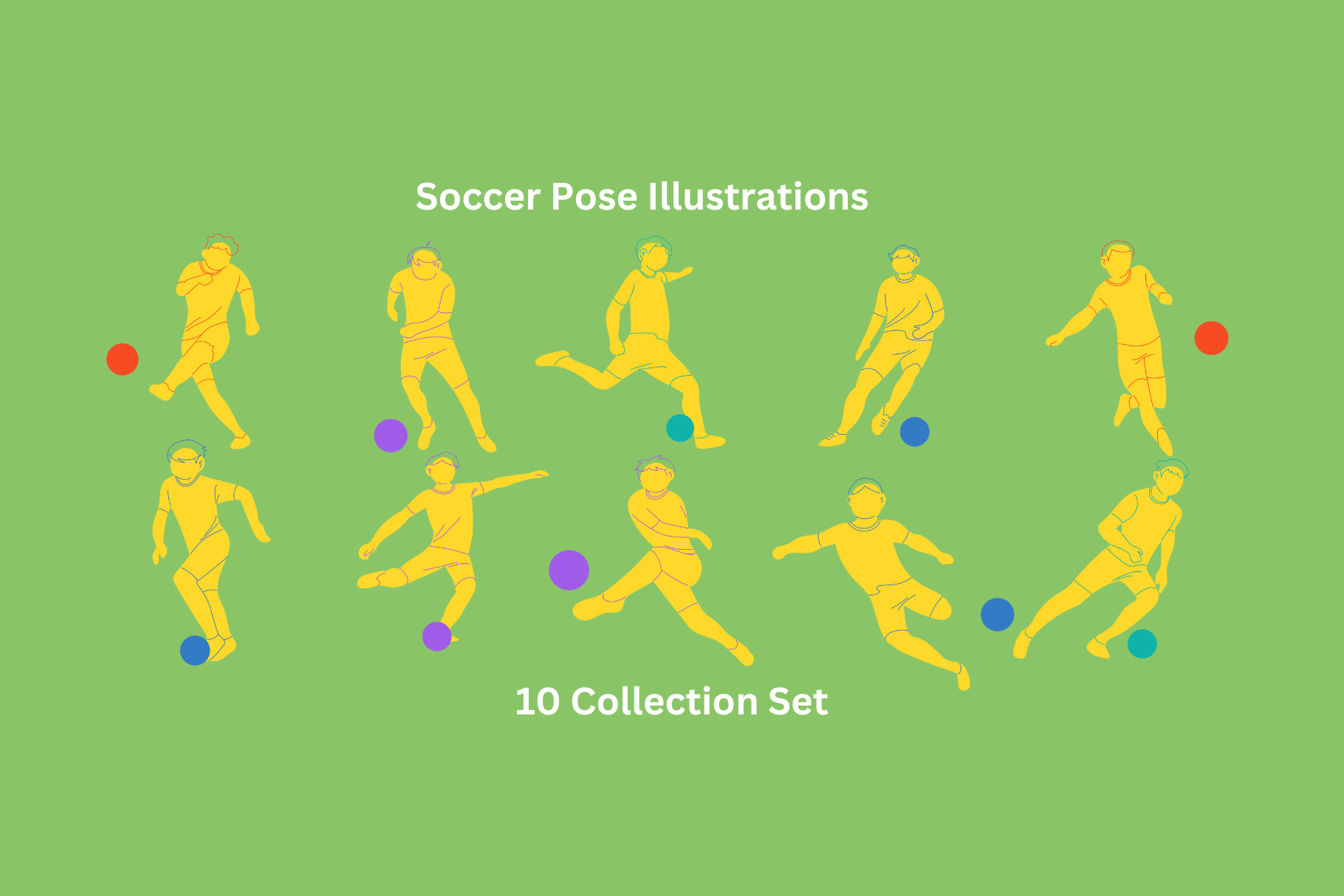 Soccer Pose Illustrations, a Sport Illustration by Creathub Studio