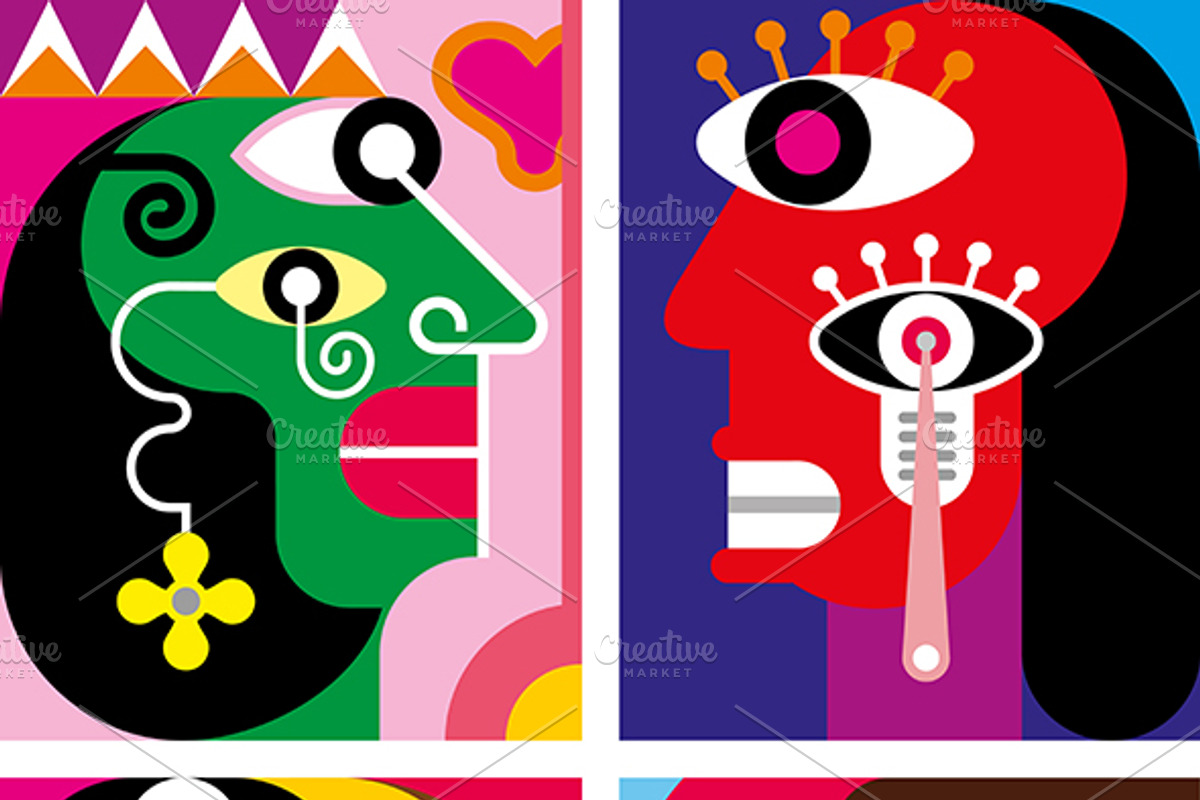 Four Faces vector illustration, a Person Illustration by danjazzia