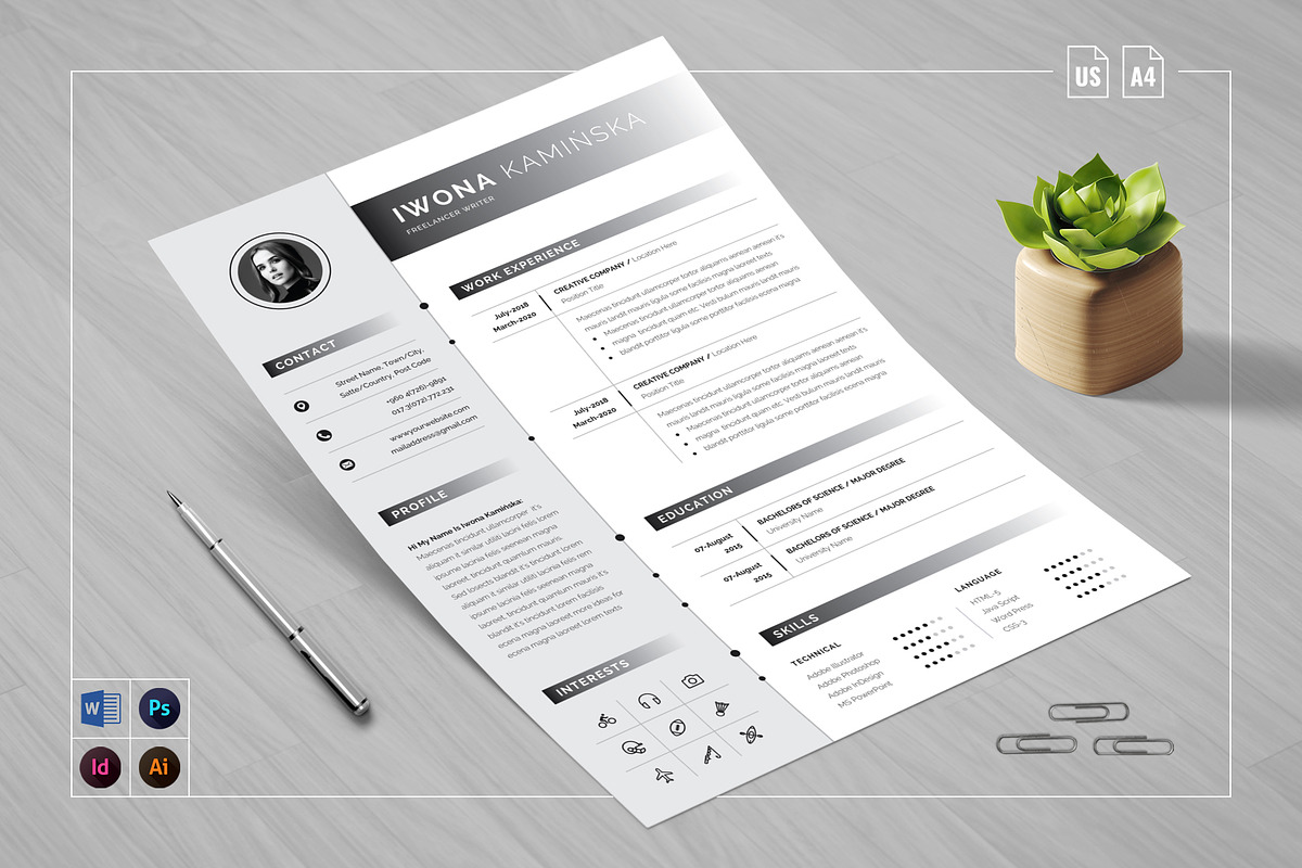 Modern Resume Template Word, a Resume Template by WhiteGraphic