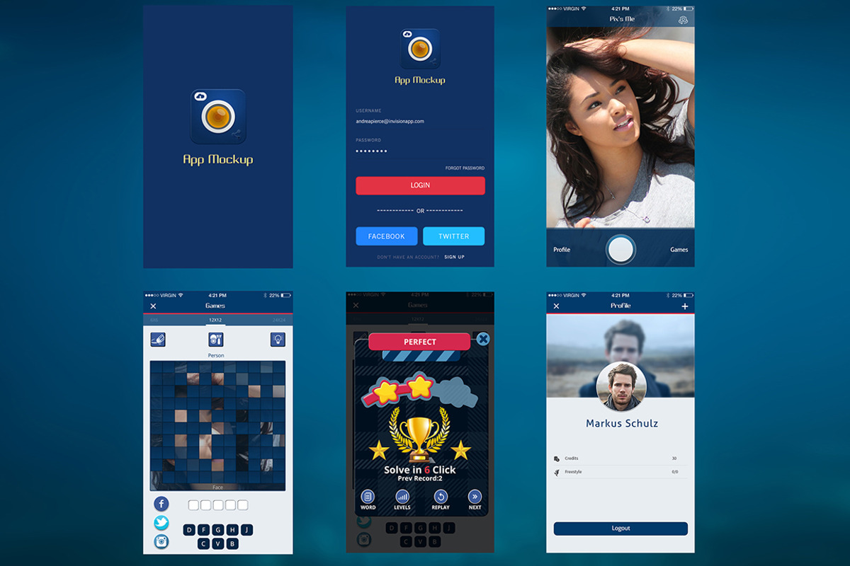 Social Photo Sharing App UI PSD, an UI Kit Template by gunjan-sharma