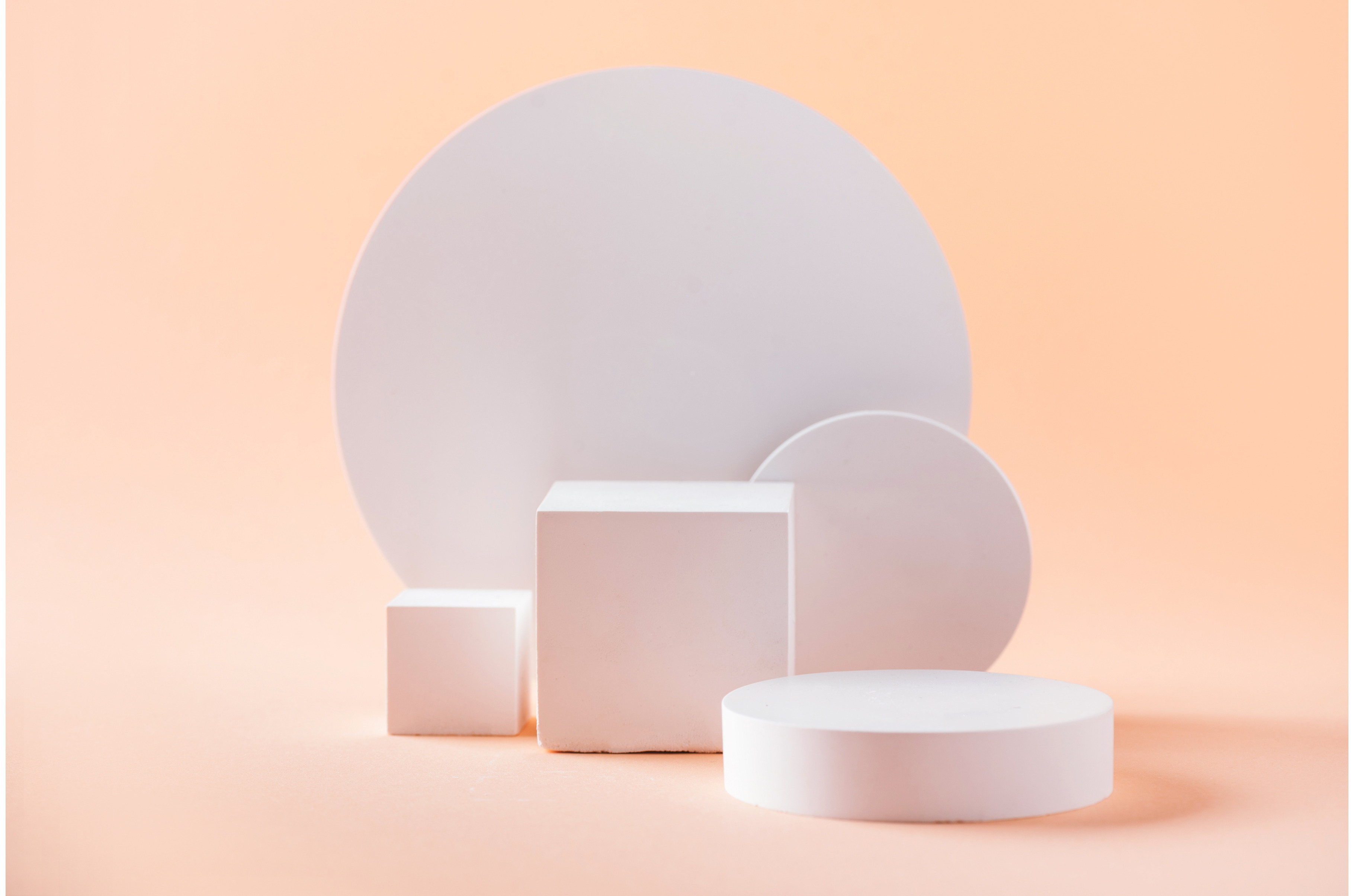 White geometric shapes podium for, an Abstract Photo by Enjoy Photo