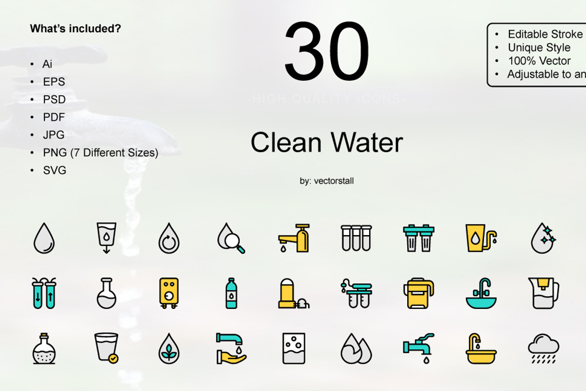 Clean Water, an Outline Icon by Vector Stall