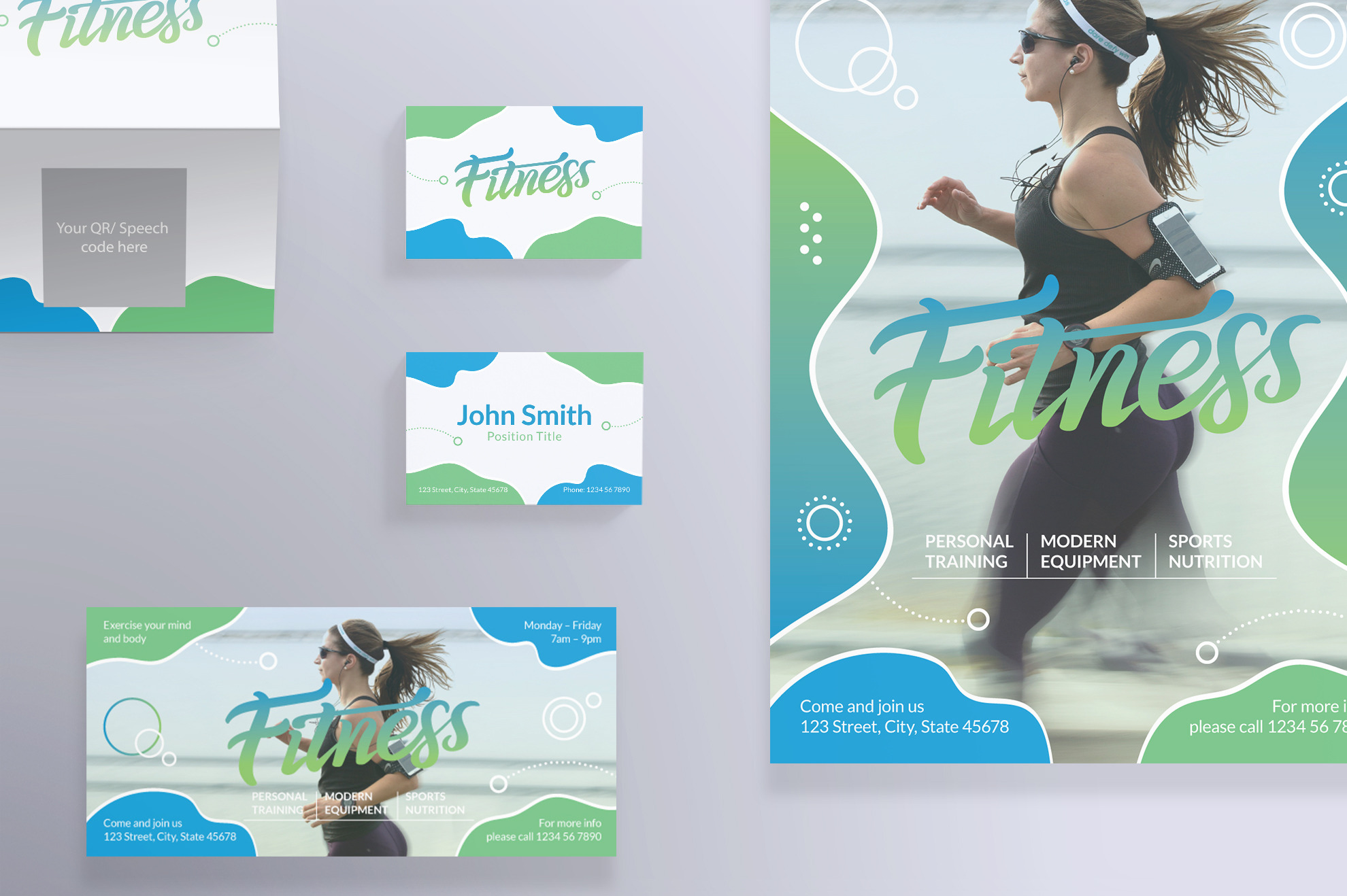 Print Pack | Fitness Centre, a Poster Template by Amber Graphics