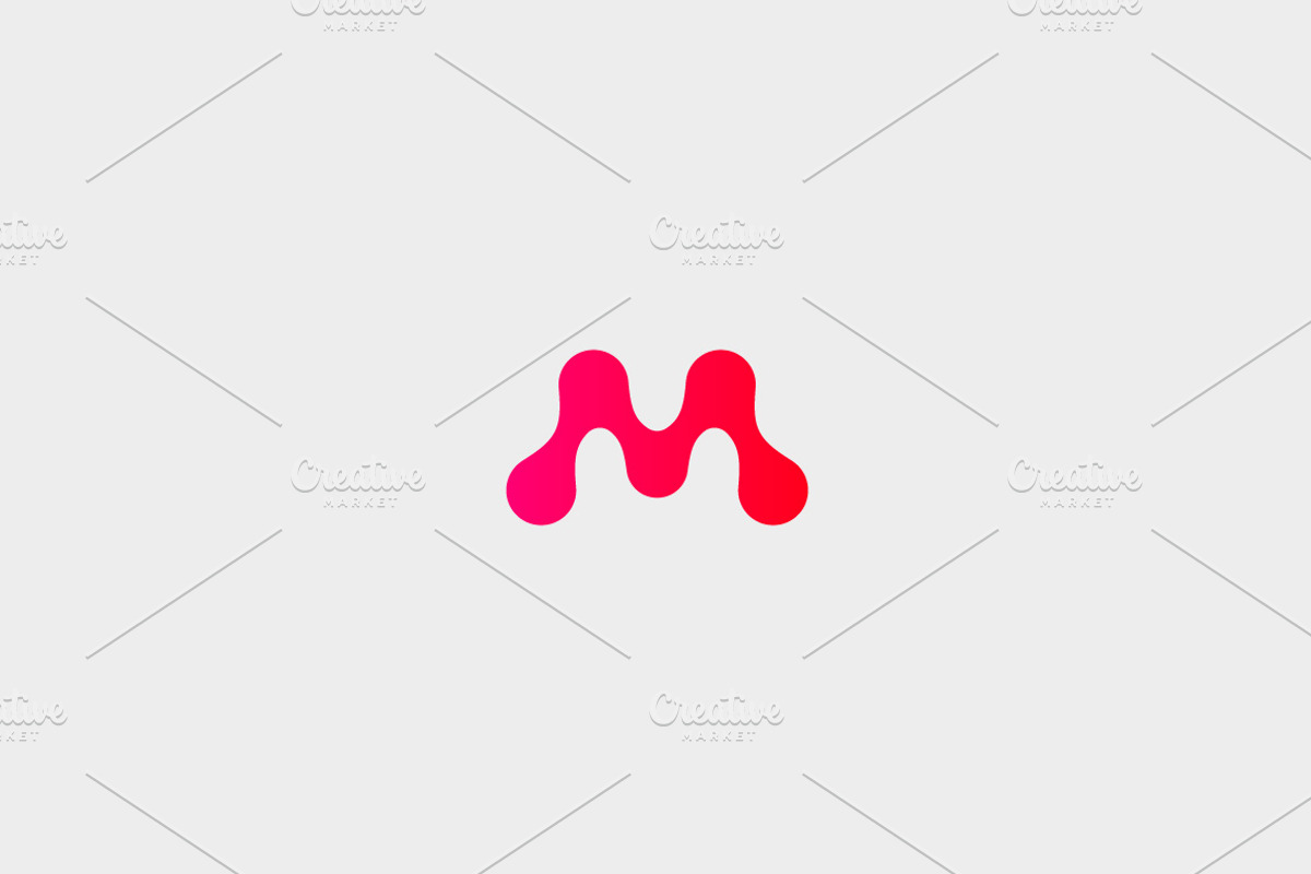 Letter M logo. App, tech, drop sign., a Branding & Logo Template by Bureau