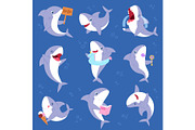 Shark vector cartoon seafish smiling, an Animal Illustration by RocketArt