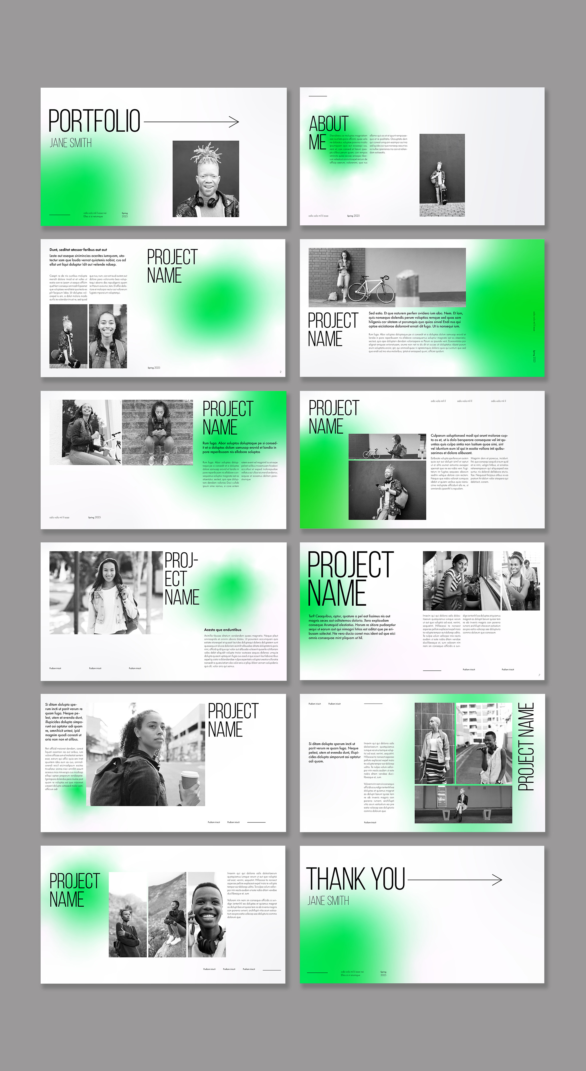 Portfolio Layout with Green Gradient, a Presentation Template by ...