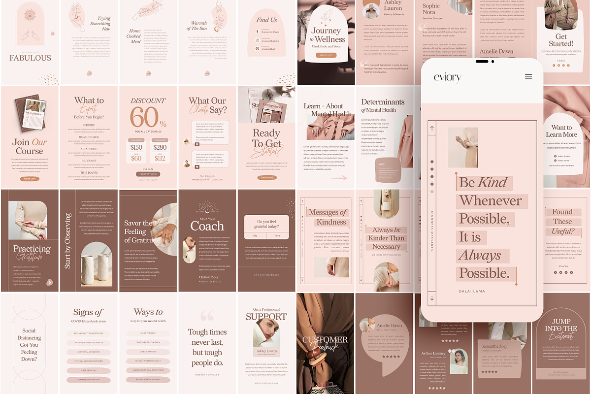 Wellness Carousel Instagram CANVA PS, a Social Media Template by Eviory
