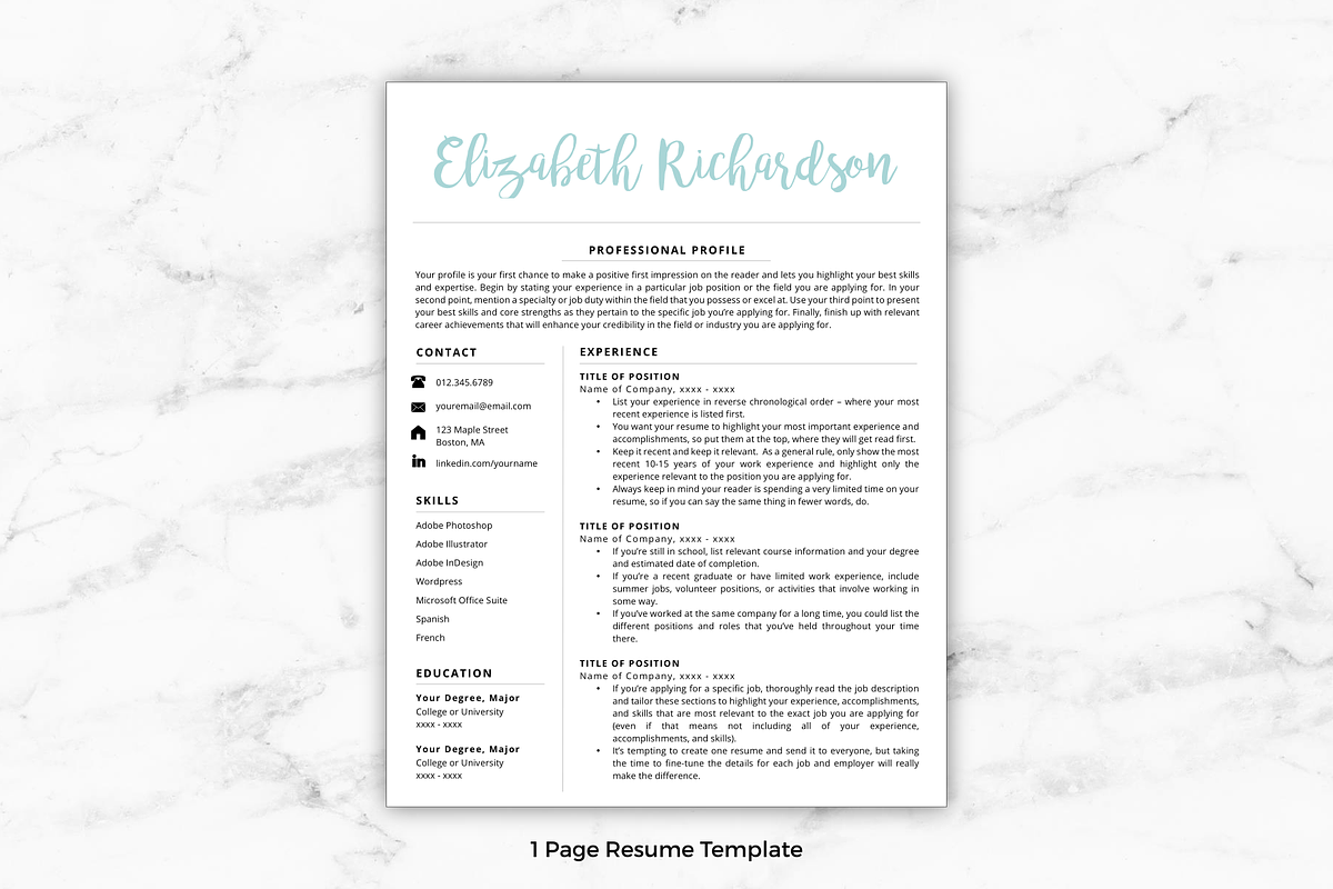 Resume Template - Elizabeth, a Resume Template by Resume Template Studio