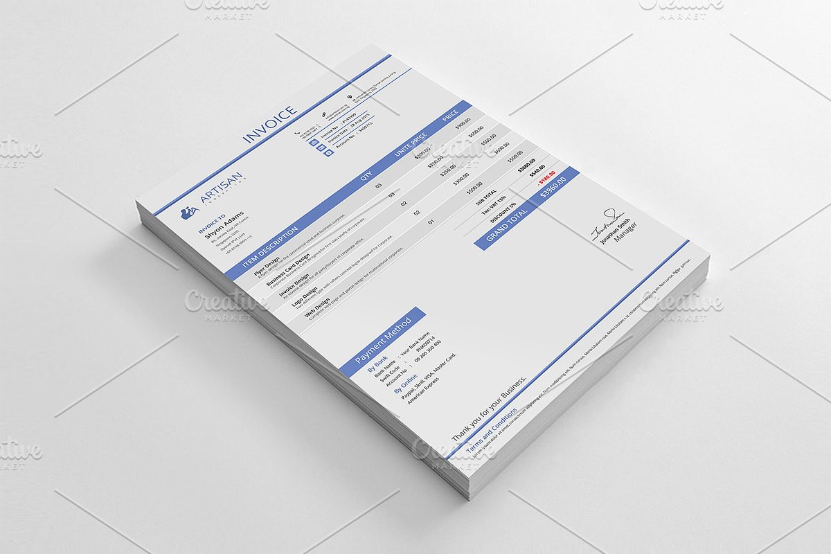 Invoice, a Stationery Template by artisanHR