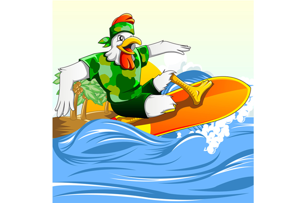 Chicken Surf, an Illustration by erkoudesign | Creative Market
