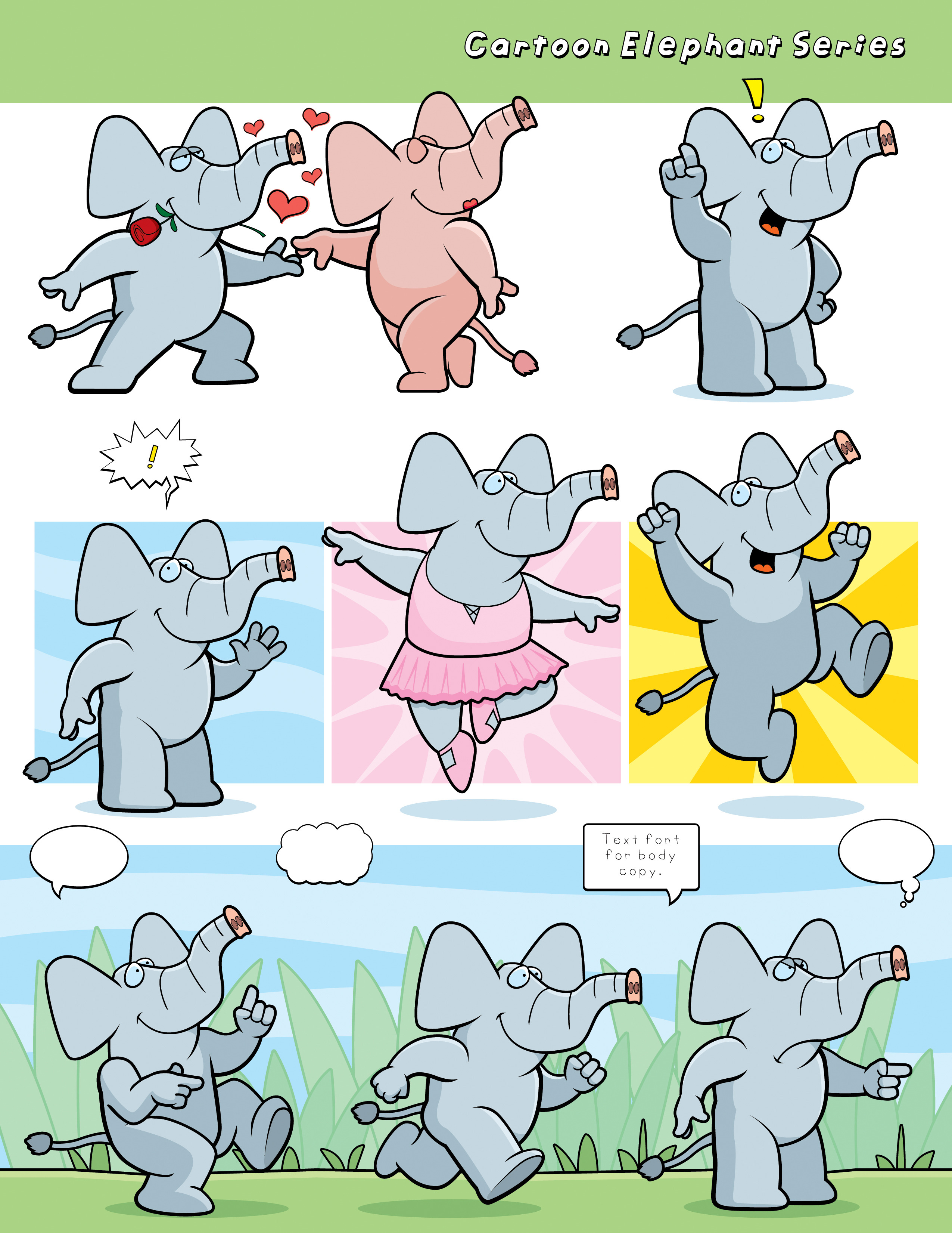 Cartoon Elephant Series, a Graphic by cthoman