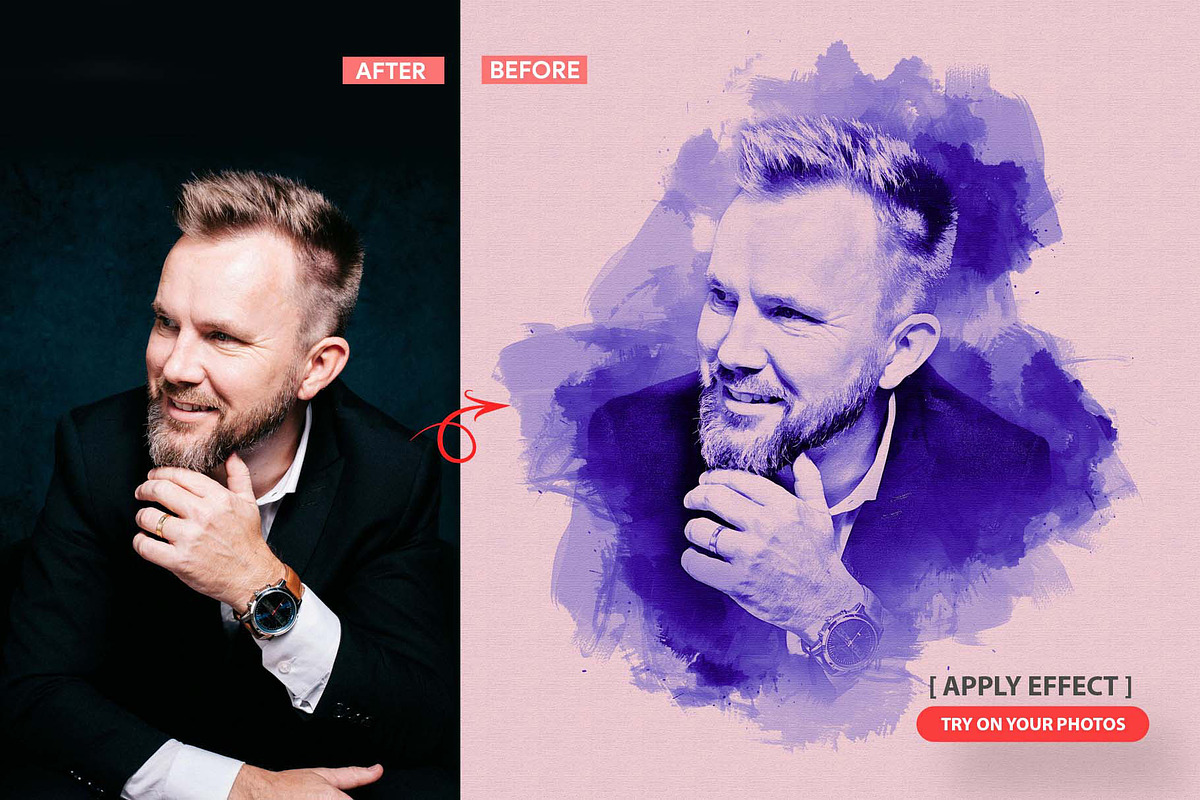 Museum Style Watercolor Portrait, an Action Add-On by MRI STUDIO