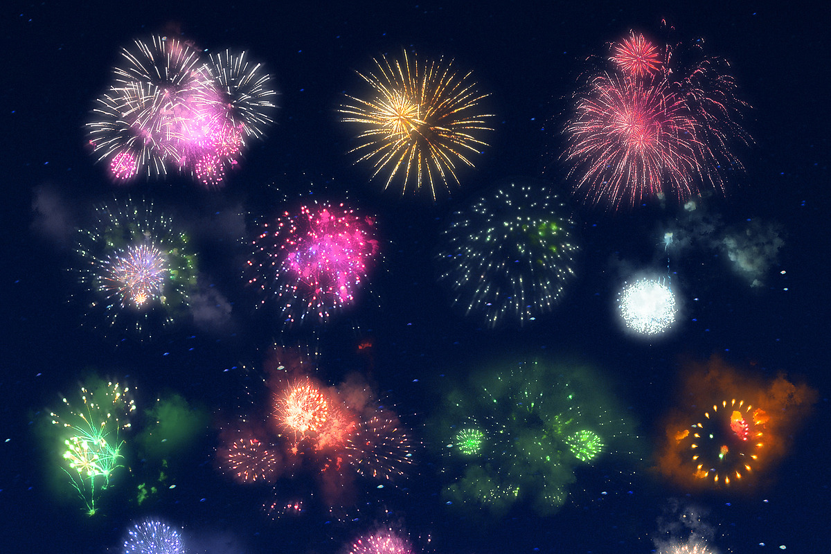 100 Firework Overlays, an Object Graphic by Freezerondigital