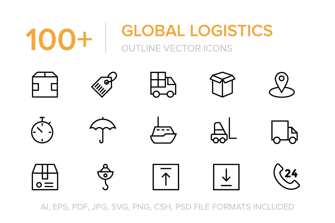 100+ Global Logistics Vector Icons, an Icon by Vectors Market