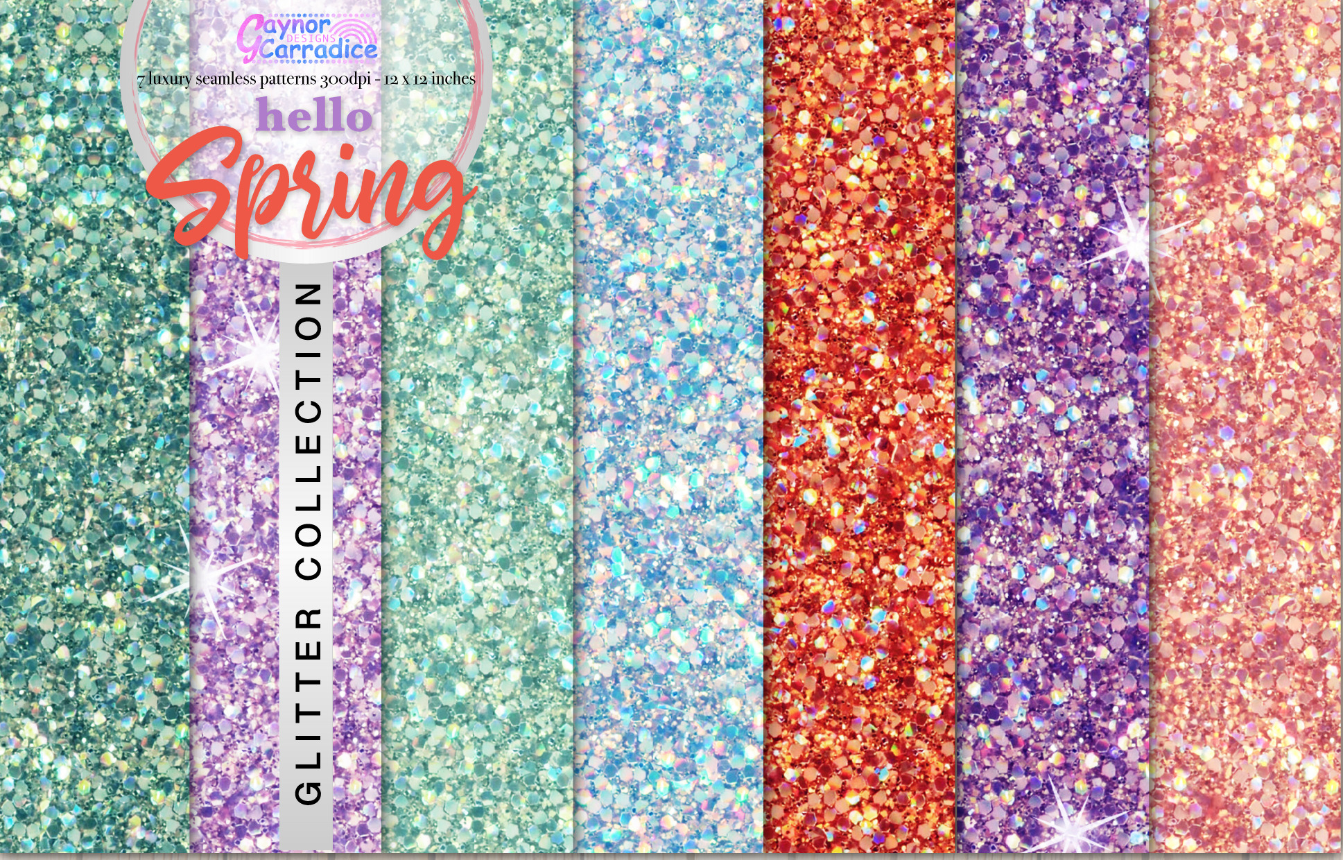 Hello Spring Glitter Collection, a Pattern Graphic by Gaynor Carradice ...