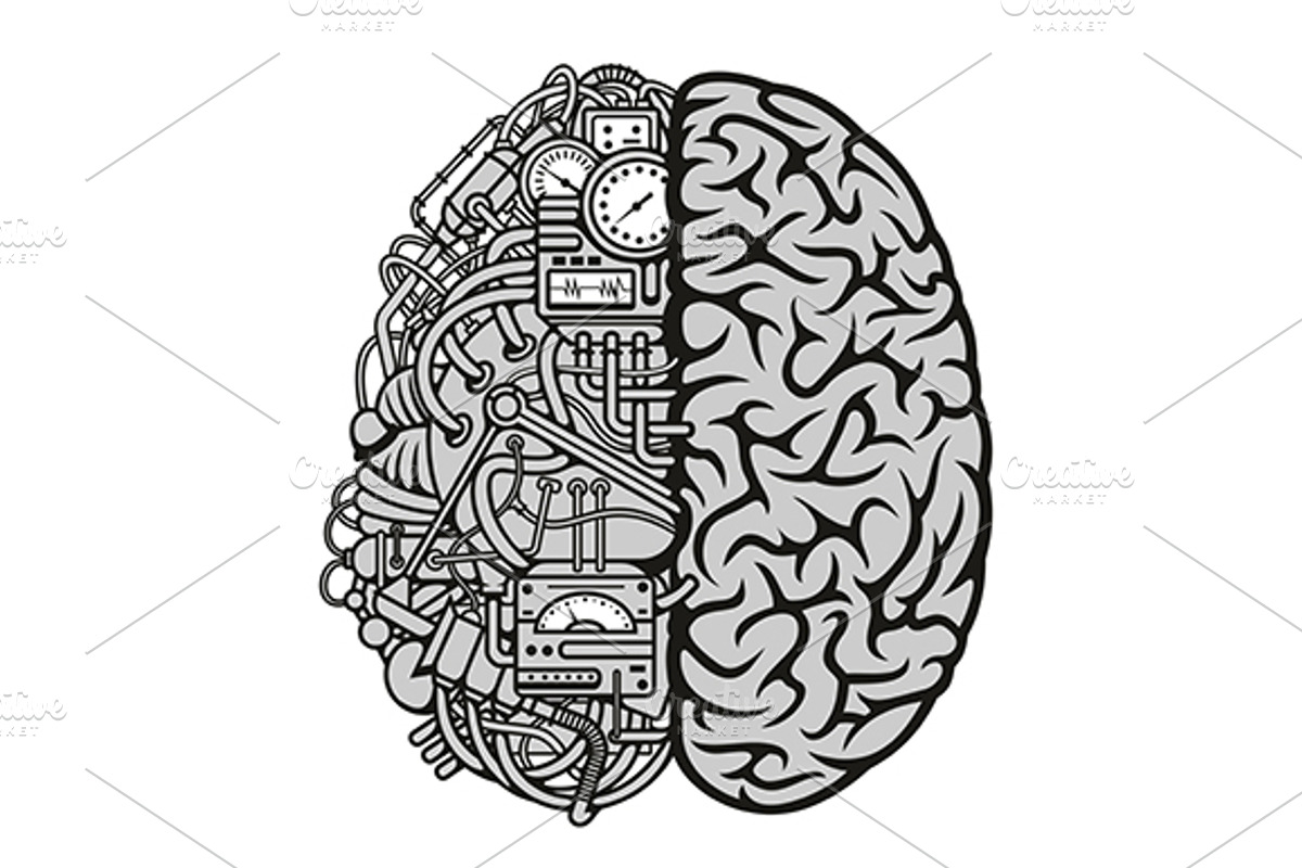 Human machine brain, a Graphic by Vector Tradition