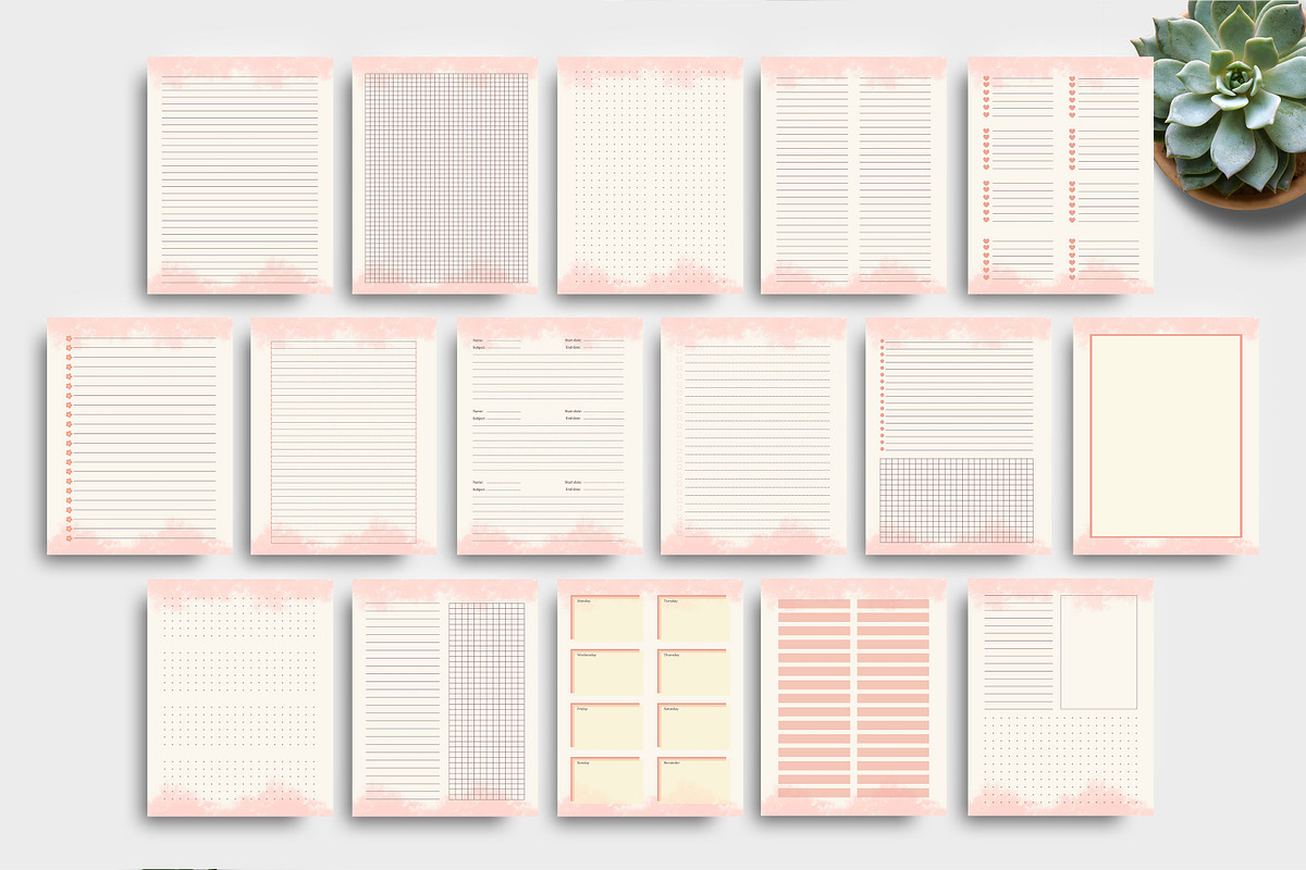 Digital Notebook Pages, a Stationery Template by Ultimate Template Shop