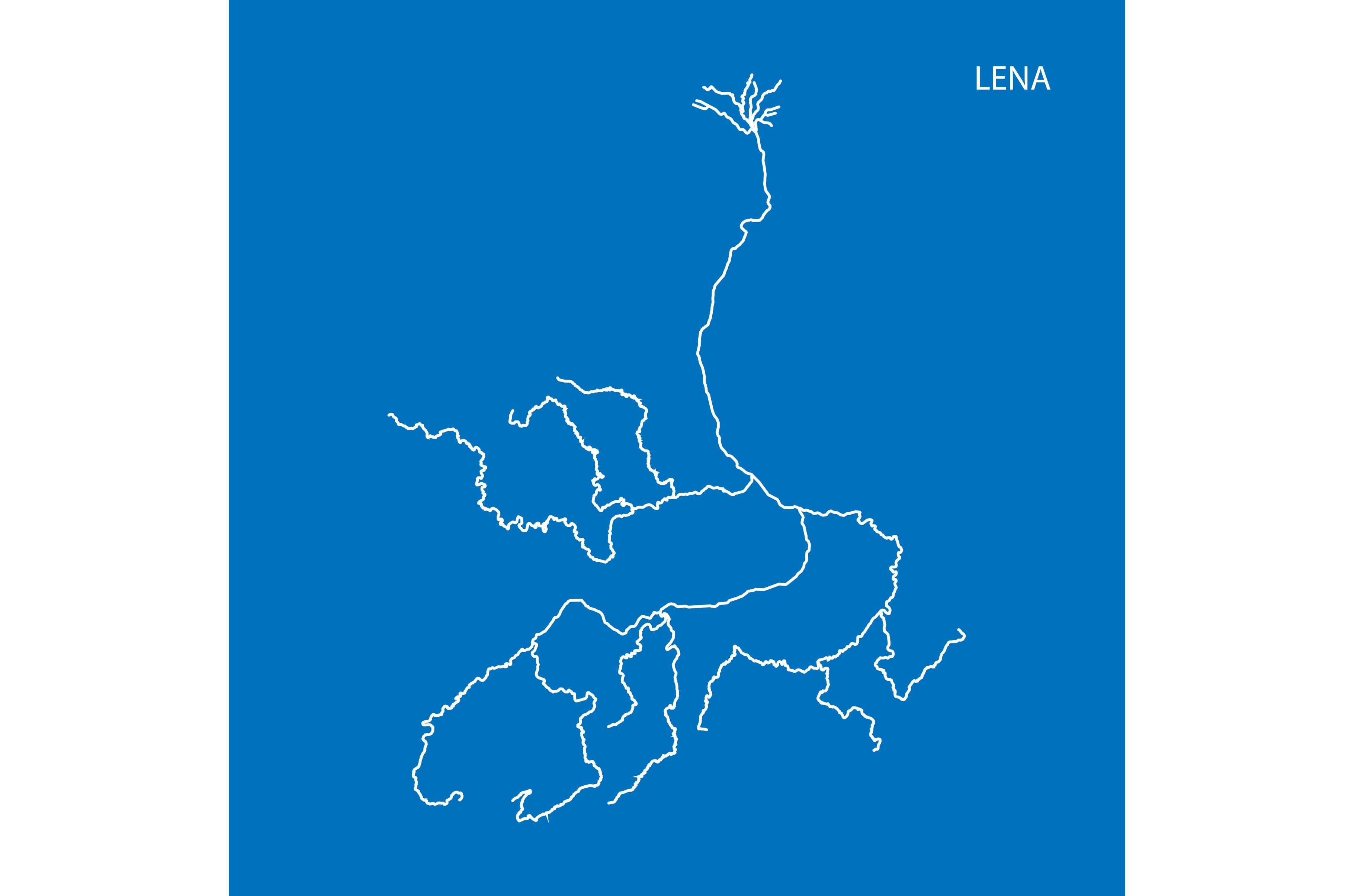 Map of Lena river drainage basin | Object Illustrations ~ Creative Market