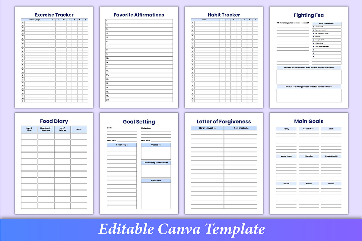 Editable Adhd Digital Planner Canva
