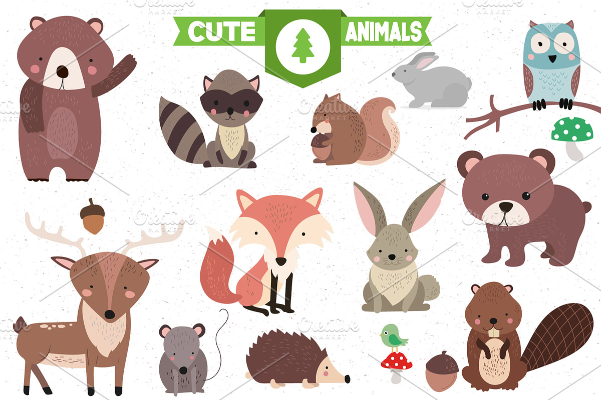 Collection of Cute Forest Animals, an Animal Illustration by Den Marty ...