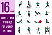 Vector set. Workout for muslim women | Graphic Objects ~ Creative Market