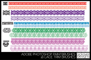 18 Lace Trim Brushes - PHOTOSHOP, a Brush Add-On by Pickover Designs
