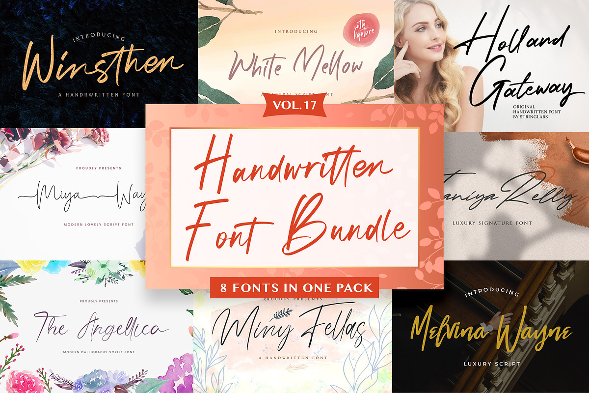 Handwritten Font Bundle Vol 17, a Script Font by StringLabs | Creative ...