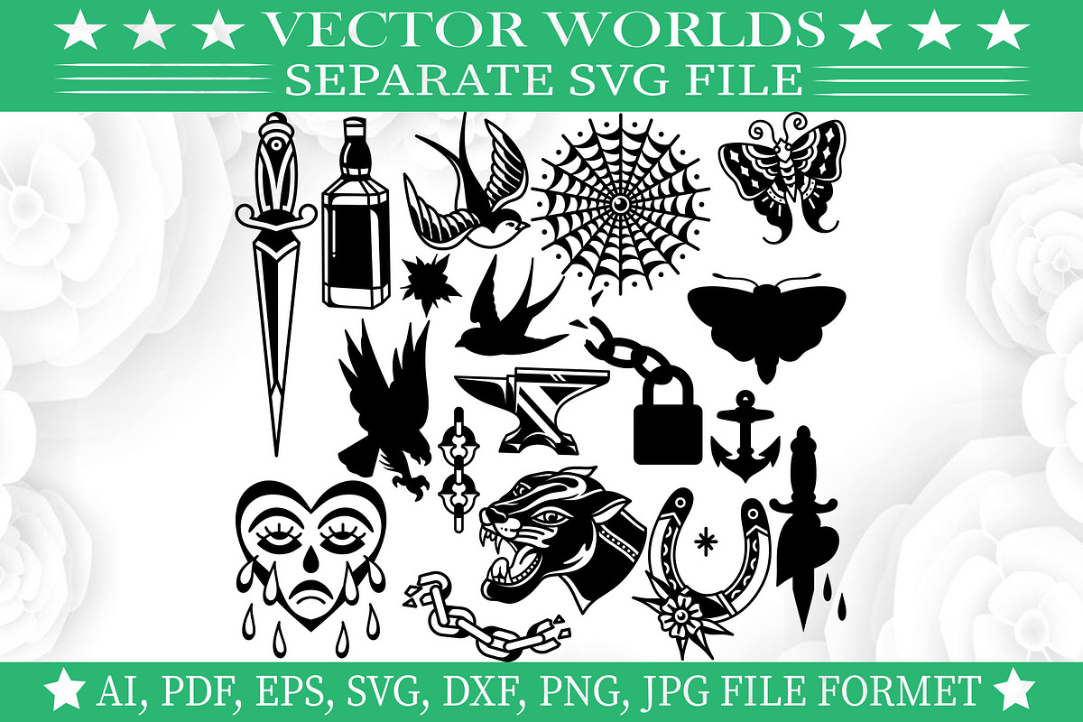 Tattoos SVG, Spooky, Tattoos SVG, an Object Graphic by VectorWorlds