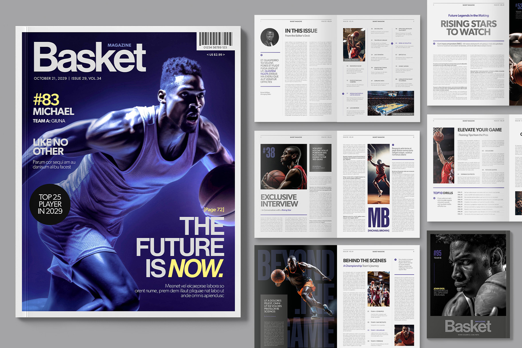 Basketball Magazine Template, a Magazine Template by BrandPacks