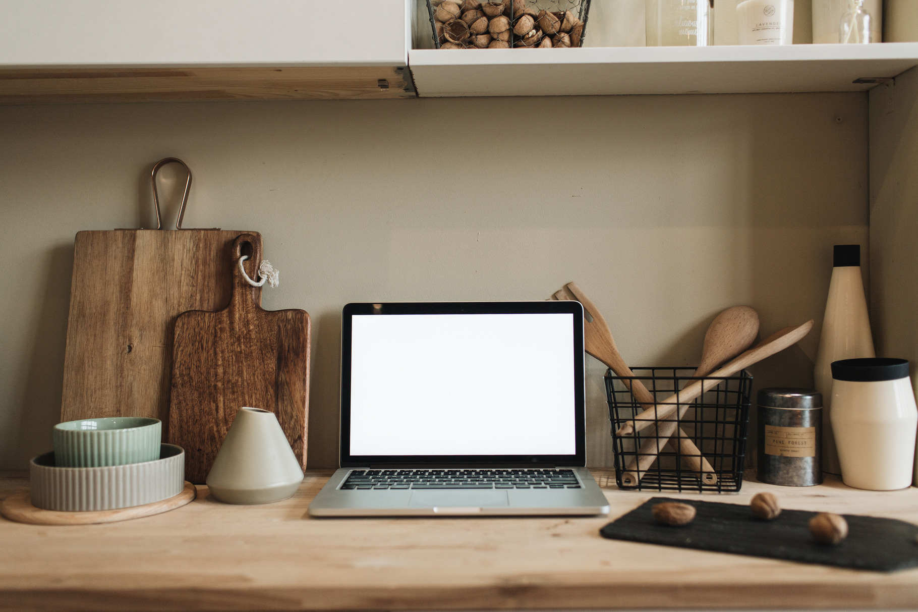 Blank screen laptop on the kitchen, a Food & Drink Photo by Floral Deco ...