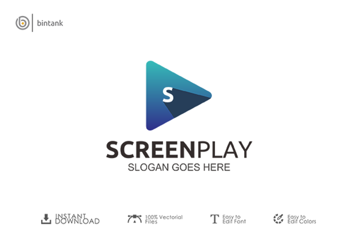 Screen Play Logo, a Branding & Logo Template by Bintank Studio