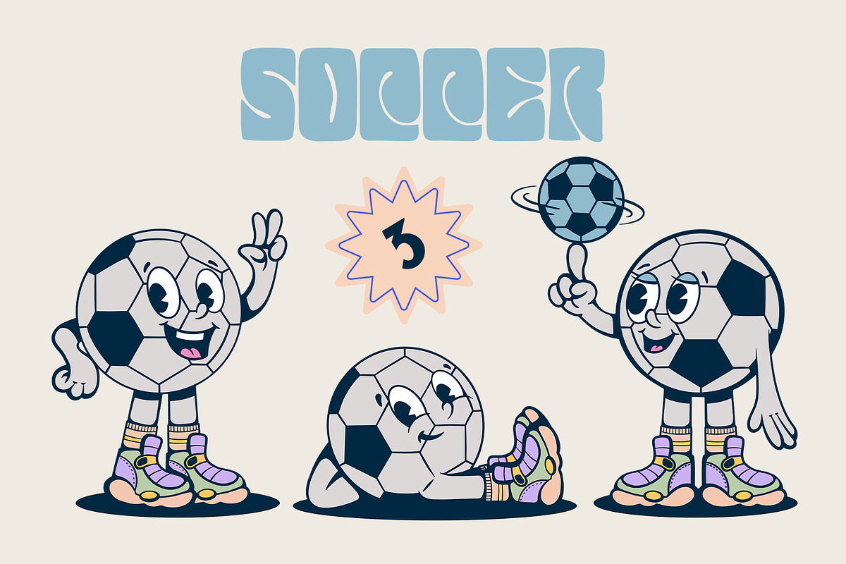 Sport Balls Retro Characters, an Illustration by Alina Sh