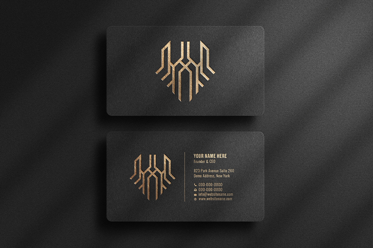 20 Gold Foil Business Card Mockup
