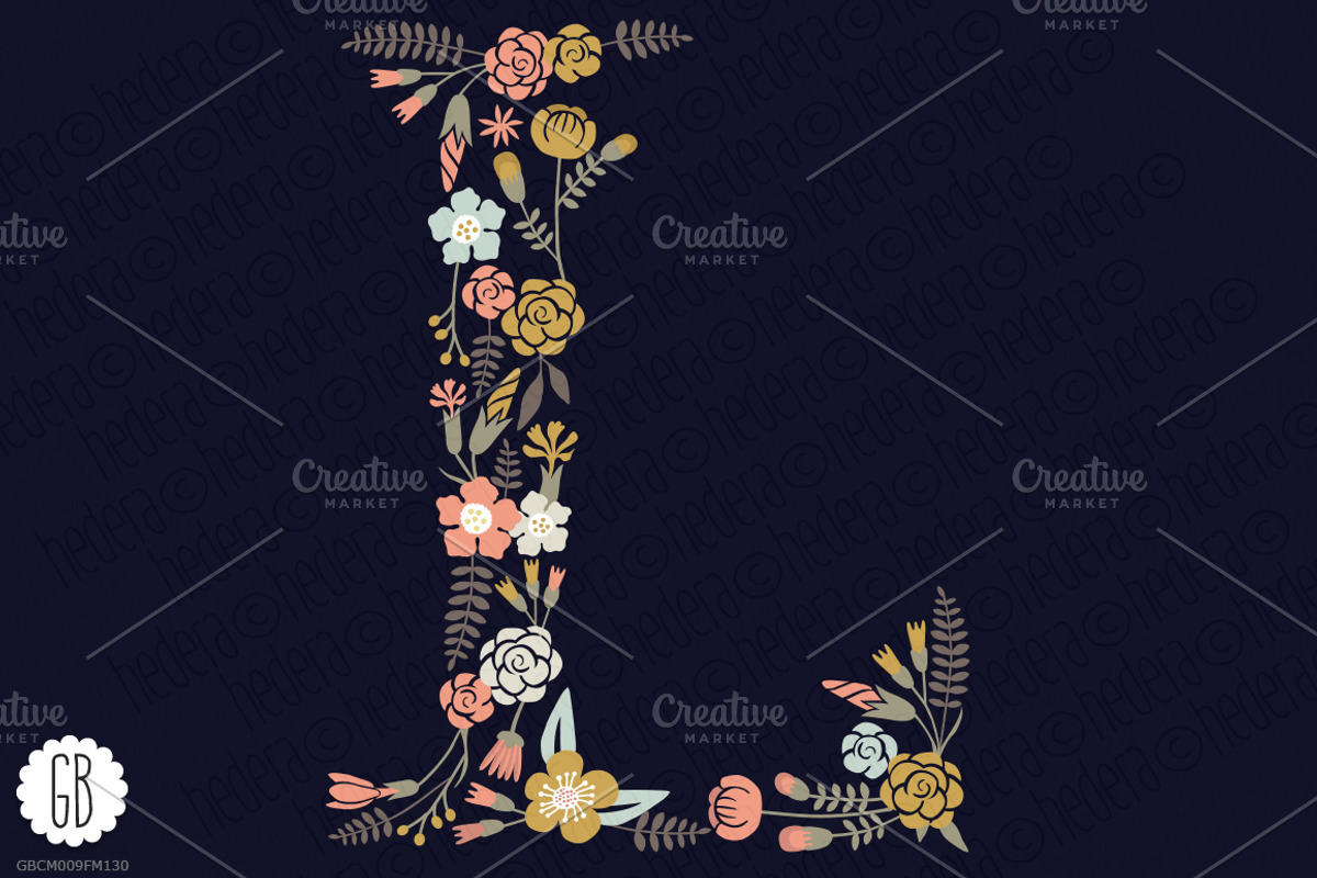 Floral letters, monogram, floral ASL, a Decorative Illustration by ...