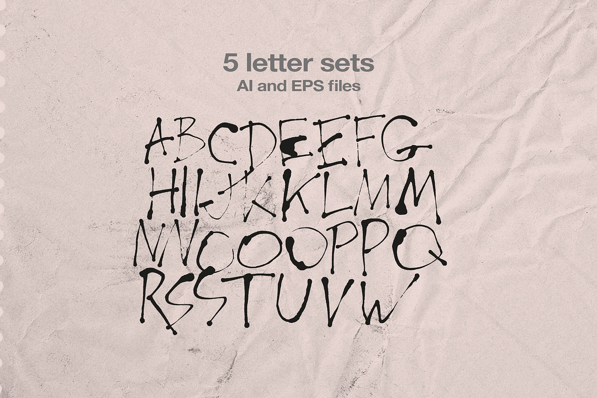 Scribbles 560+Lines, Letter Sets, an Object Graphic by Marie T