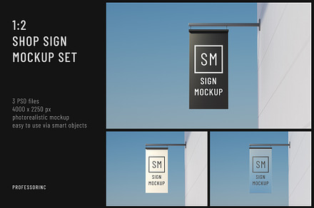 2x1 Shop Sign Mockup Set, an Advertising Mockup by professorinc