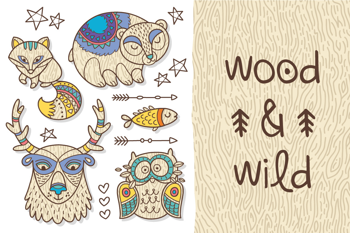 Wood&Wild Animal Figure, an Animal Illustration by PenguinHouse
