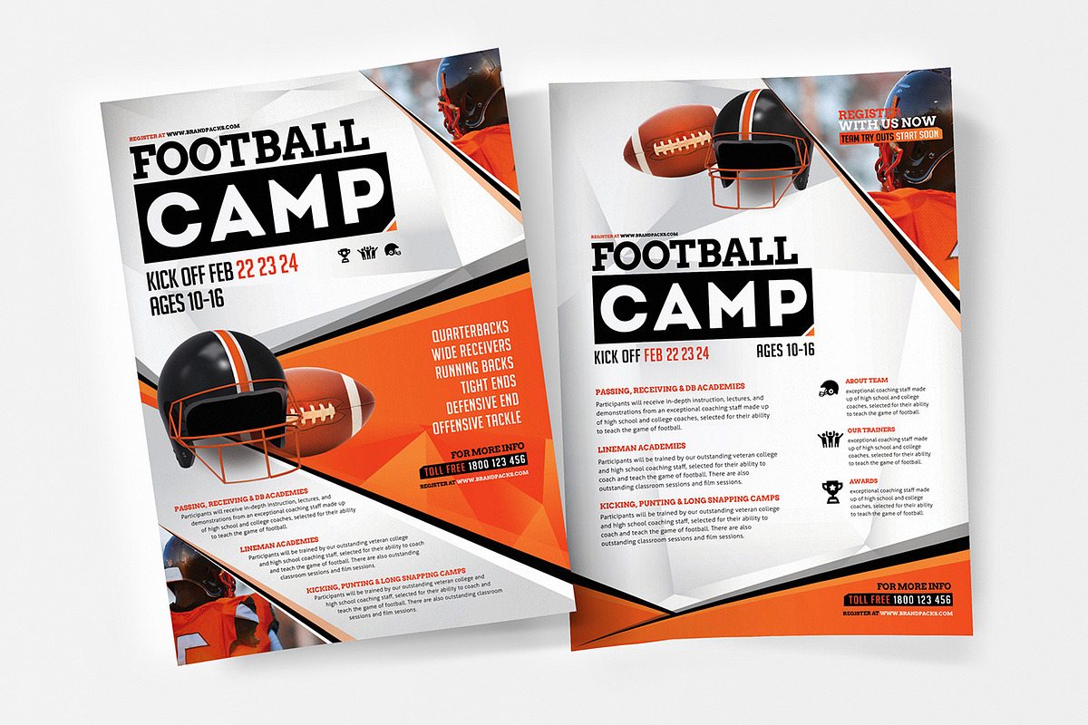 A4 Football Camp Poster Template, a Flyer Template by BrandPacks