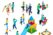 Family playing isometric concept, an Icon by Macrovector