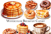 Watercolor Breakfast Clipart | Graphic Objects ~ Creative Market