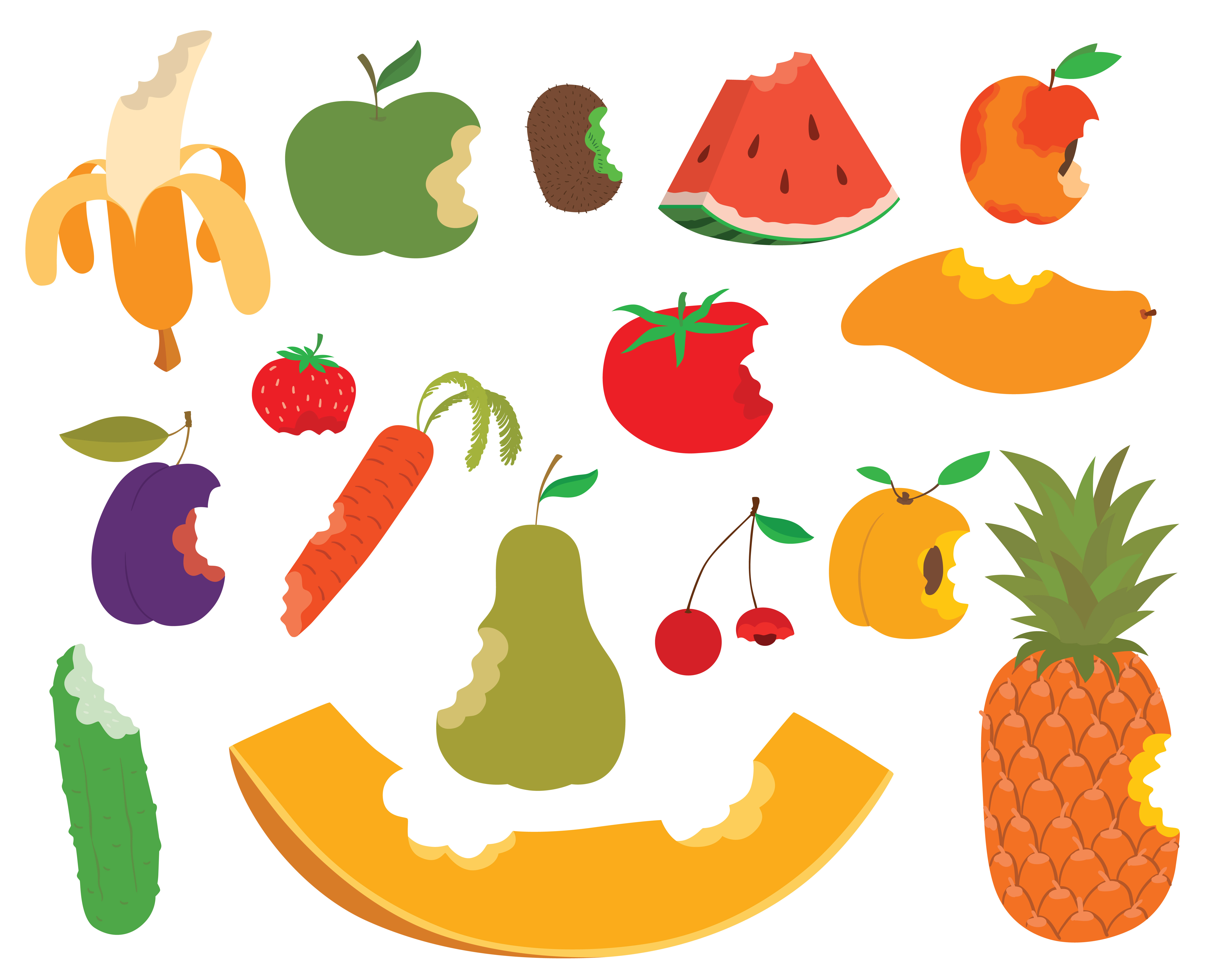 Fruit bite vector set, a Food Illustration by Vectorstockersland