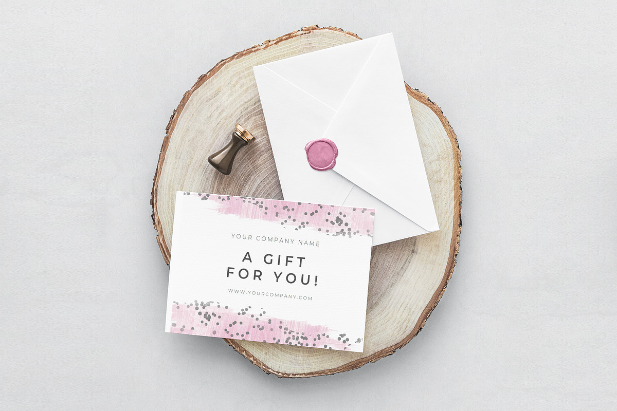 Pink Gift Card Template, a Card Template by DesignStudioTeti