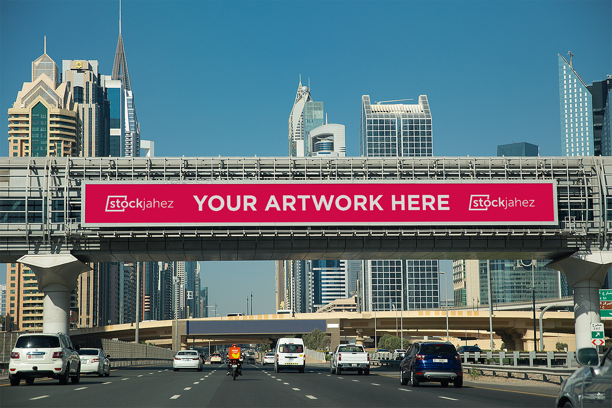 Dubai metro bridge banner mockup, an Advertising Mockup by stockjahez.com