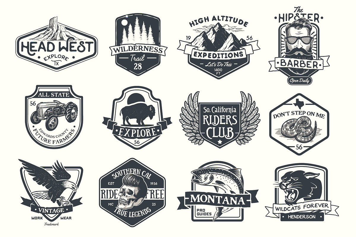 Easy Vintage Logo Creation Kit, a Branding & Logo Template by Nathan Brown