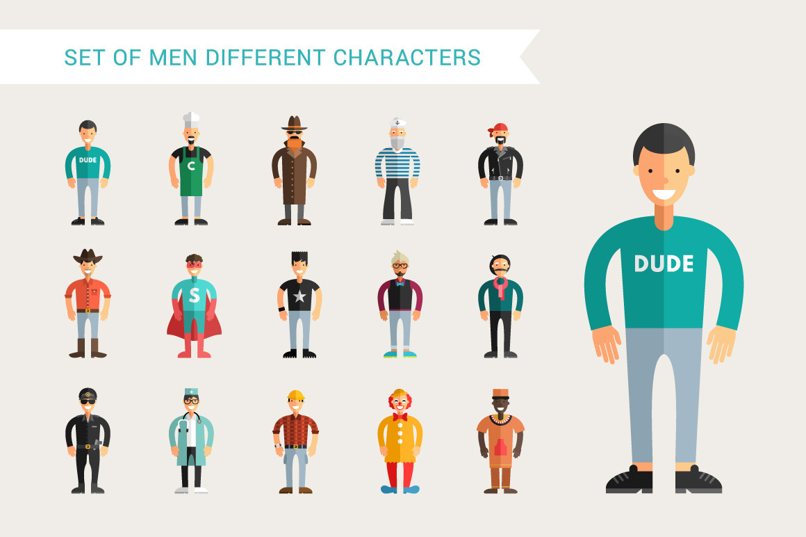 Set of Men Different Characters, a Person Illustration by AntartStock