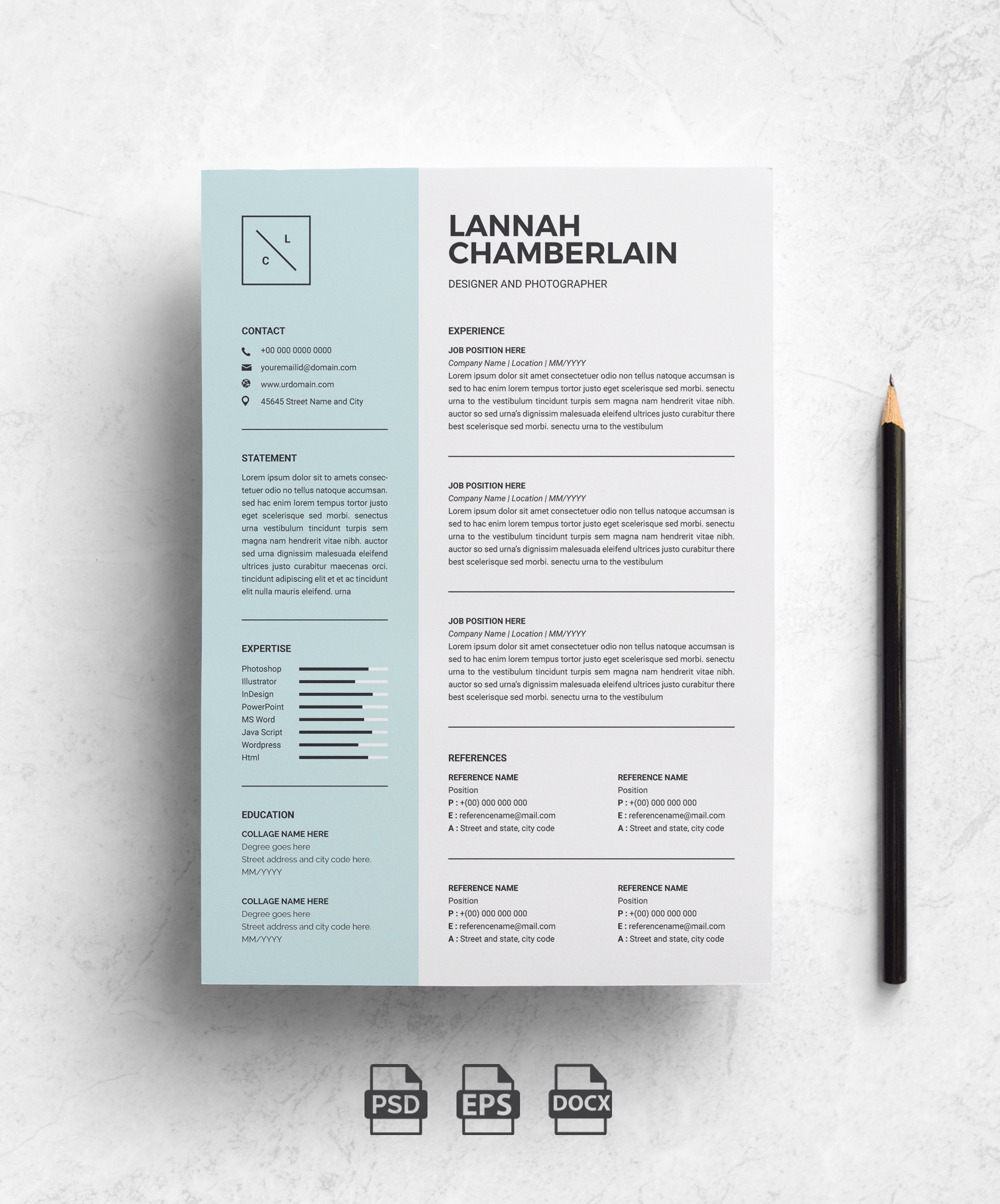 Clean Resume Template | 2 Pages, a Resume Template by TemplatesForest