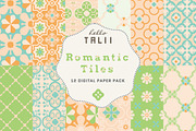 Romantic Tiles Digital Paper, a Pattern Graphic by Hello Talii