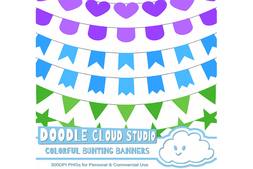 Colorful Bunting Banners Cliparts, an Illustration by Doodle Cloud Studio